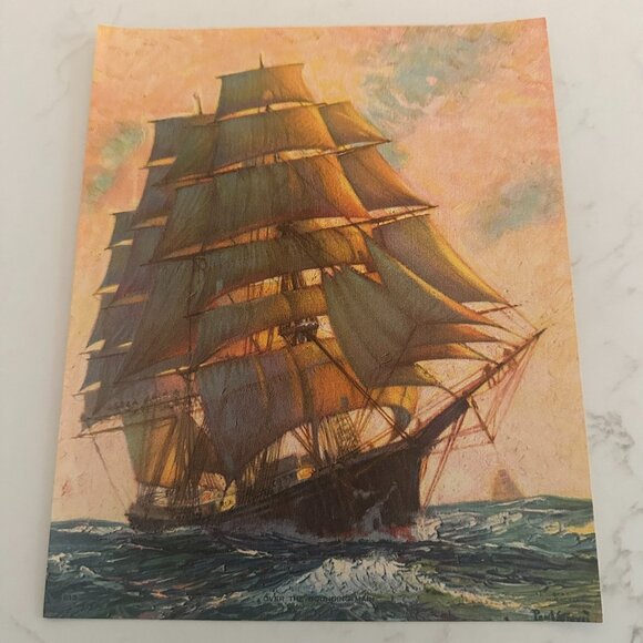 Art | Vintage Calendar Art Print Titled Over The Bounding Main | Poshmark